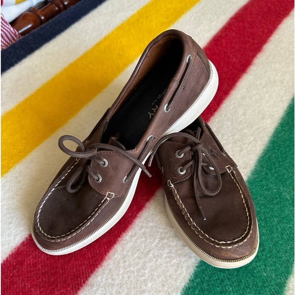 Sperry | Shoes | Sperry Mens Brown Leather Topsider Boat Shoes With ...
